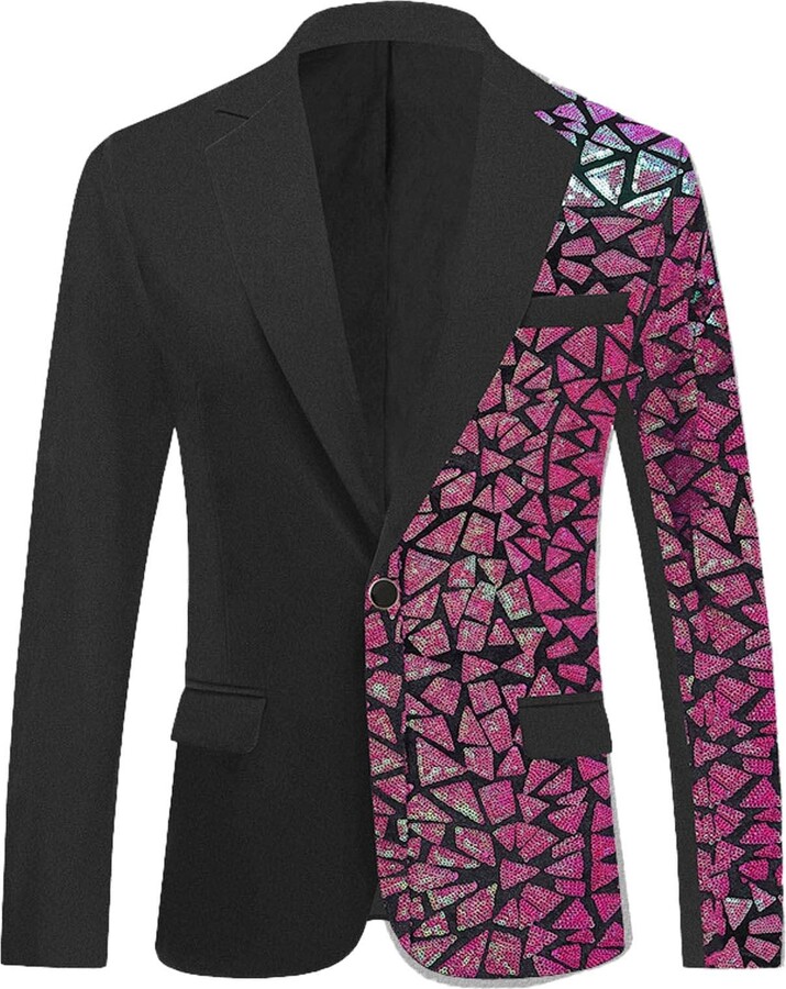 Generic Men Suit Sequins Blazer Club Party Singers Fit Jacket Business ...