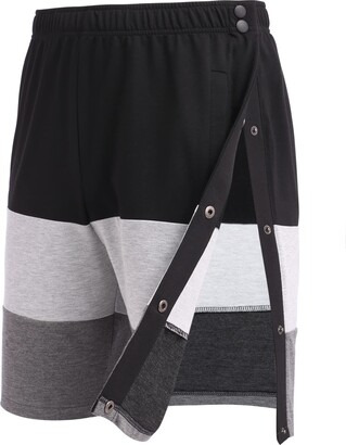 Deyeek Mens Tear Away Shorts Post Surgery Recovery Side Snap Shorts ...