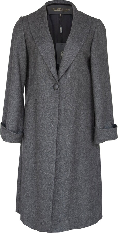 Le Réussi - Worsted Flannel Long Jacket In Dark Grey - ShopStyle