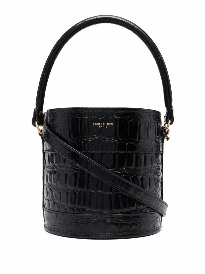 Saint Laurent Crocodile-Effect Embossed Bucket Bag - ShopStyle