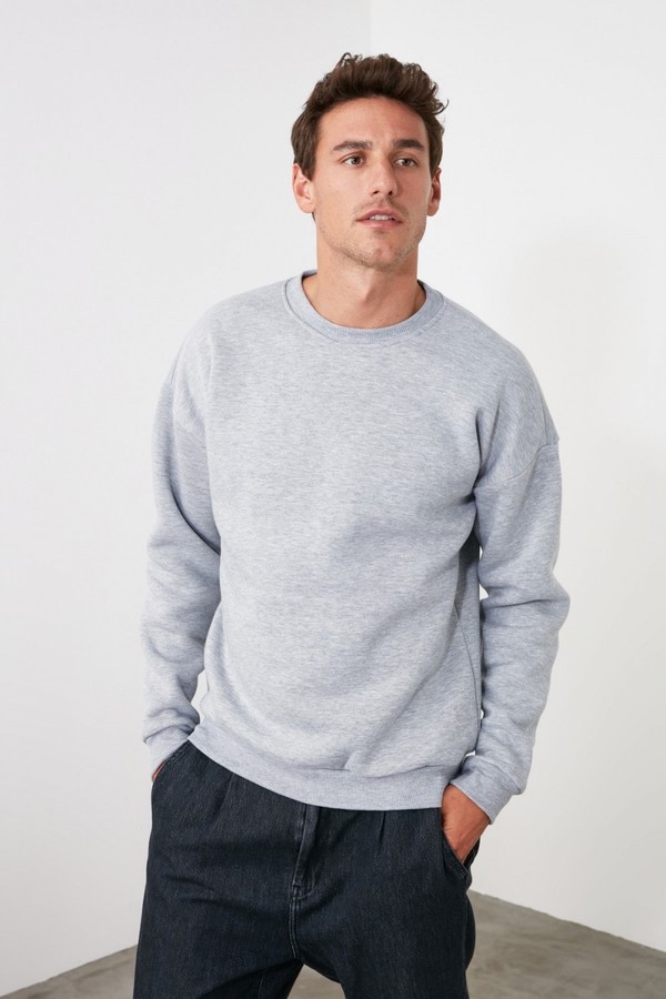 Trendyol Men's Grey Sweater With Side Zip - ShopStyle Hats
