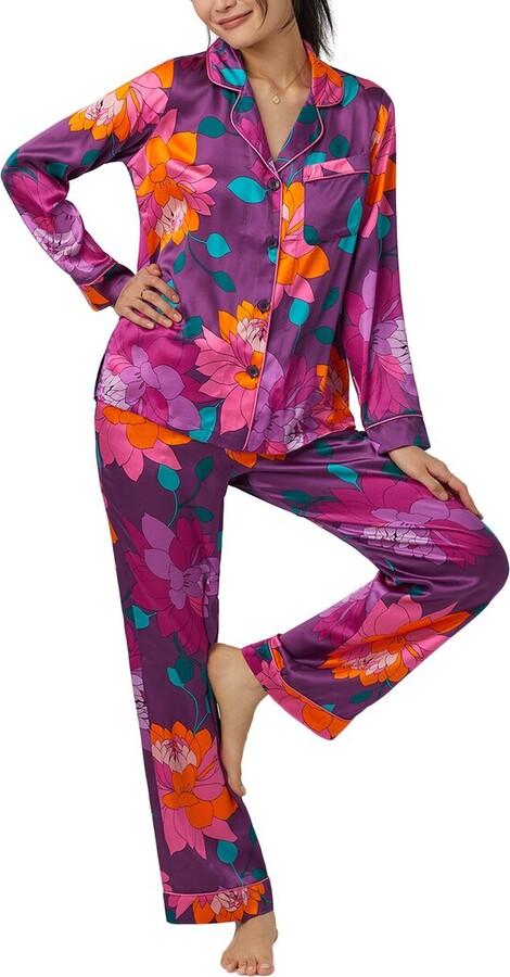 Bedhead Pajamas X Trina Turk Evening Bloom Long Silk Pajama Set - ShopStyle