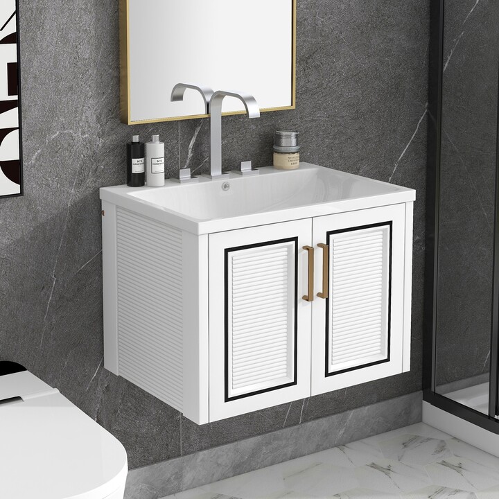 Wall Mounted Bathroom Vanity with Ceramic Basin - ShopStyle Sinks ...