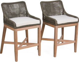 TJMAXX 2Pk Grid Weave Rope Counter Stools With Acacia Wood Base - ShopStyle