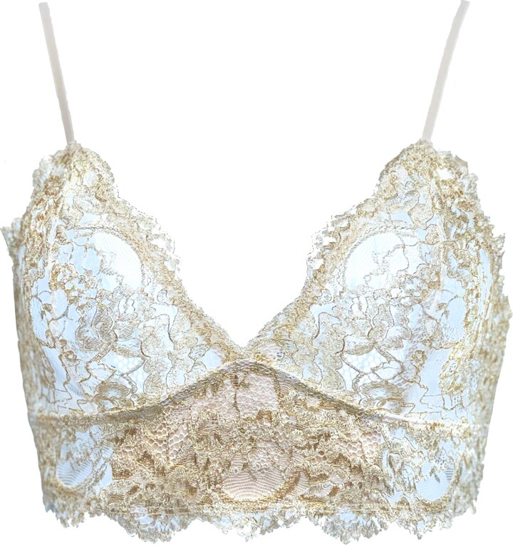 Carol Coelho - Gold Metallic Lace Soft Bralette - ShopStyle Bras
