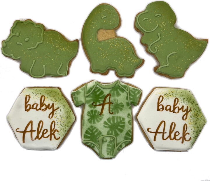 Etsy Baby Dinosaur Cookies - Set Of 6 Crunchy Shortbread Cookies ...