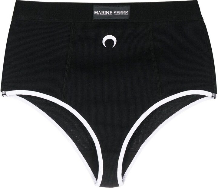 Marine Serre Black Crescent Moon Organic Cotton Briefs - ShopStyle Panties