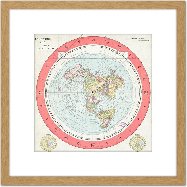 Artery8 Map Gleason 1892 World Time Calculator Flat Earth 8X8 Inch ...