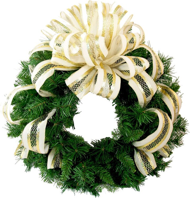 Creative Displays 26In Evergreen Holiday Wreath With Cream And Gold ...