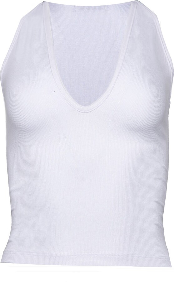 Earth Body Women's Pure Plunge Ribbed Sculpt-Body Tank In White ...