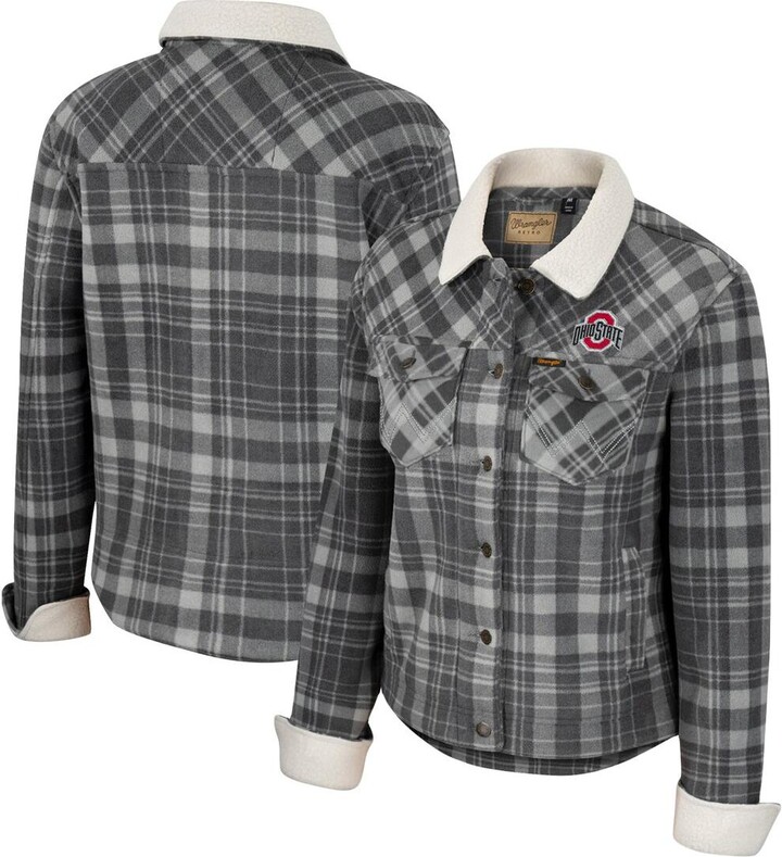 Colosseum Women's x Wrangler Charcoal Ohio State Buckeyes Plaid Polar ...