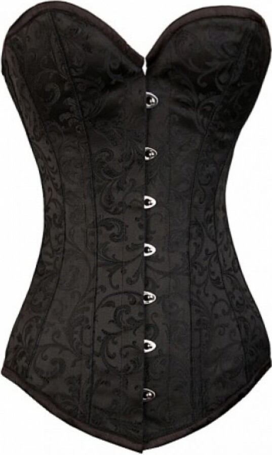CorsetStreet Black Brocade Goth Burlesque Halloween Party Costume Long ...