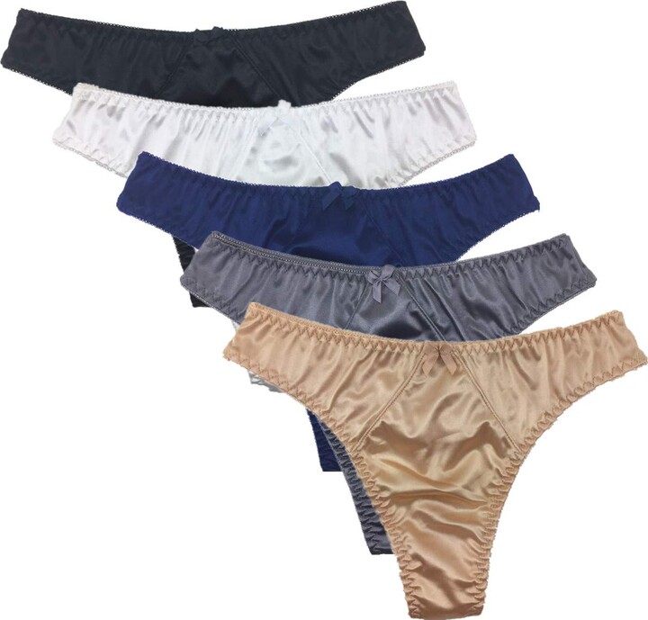 Colorful Star 5 Pack Women's Sexy Satin G-String Panties - - Medium ...