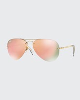 Ray-Ban Rimless Mirrored Iridescent Aviator Sunglasses - ShopStyle
