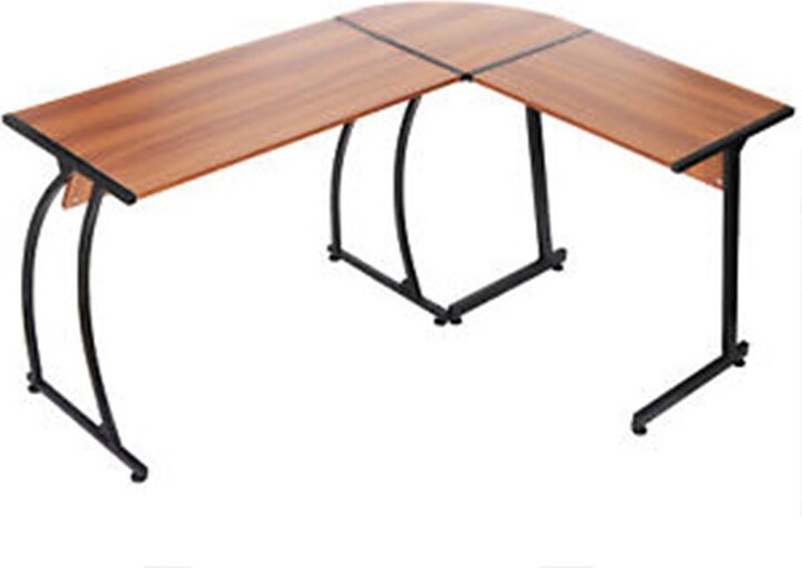 Snake River Décor L-Shape Corner Computer Desk Workstation Curved Legs ...