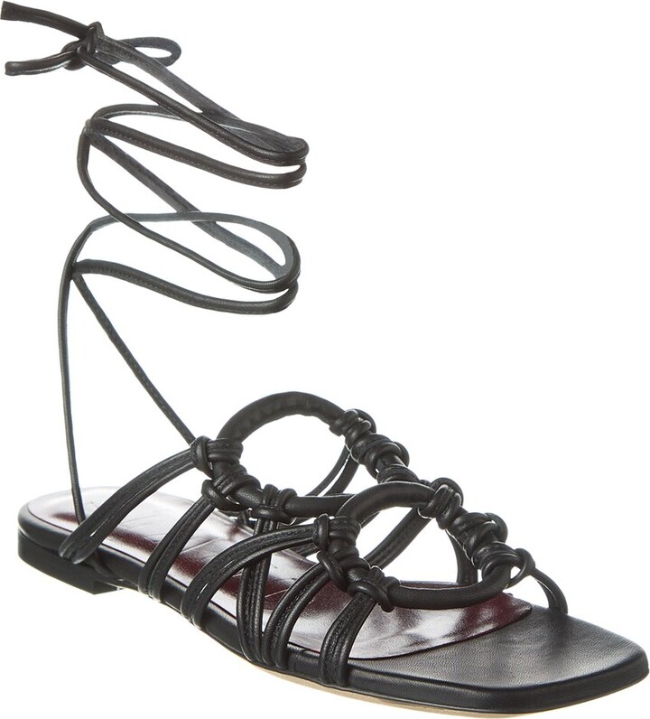 STAUD Adeline Lace-Up Leather Sandal - ShopStyle