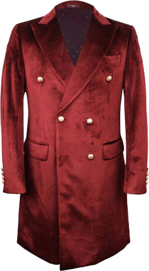 DAVID WEJ Men's Maison Velvet Overcoat – Burgundy - ShopStyle Raincoats ...