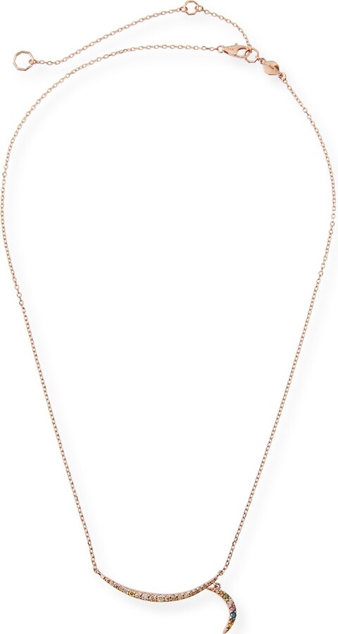 Stevie Wren 14k Rose Gold Rainbow Diamond Crescent Moon Necklace ...