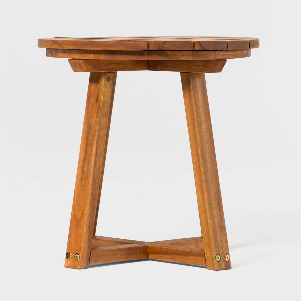 Saracina Home Modern Slatted Round Acacia Accent Table - ShopStyle