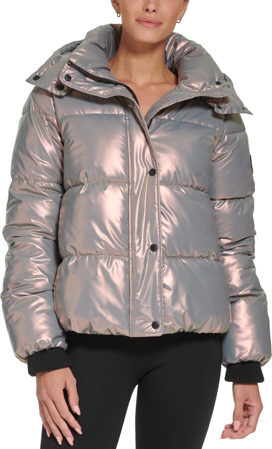 DKNY Sport Women's Removable-Hood Metallic Puffer Jacket - ShopStyle