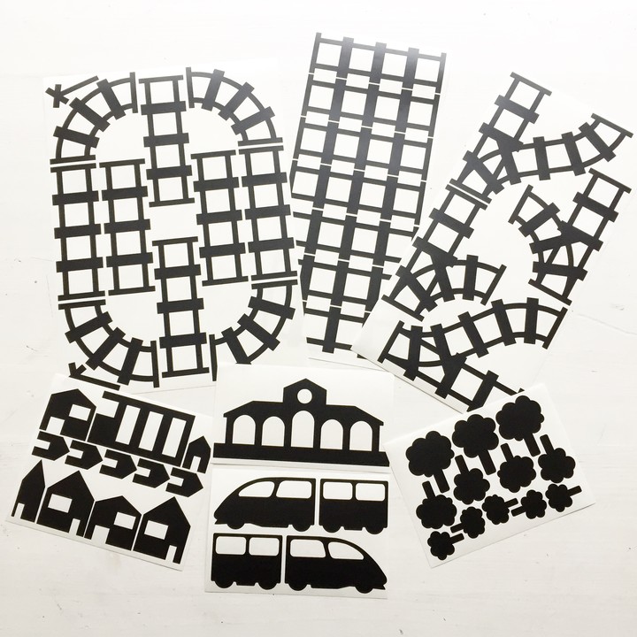 Studio Jong - Basic Set of Sticky Rails Stickers - BLACK - Black/White ...