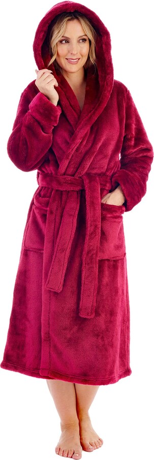 Slenderella Ladies Super Thick Soft Plain Dark Pink Velvet Fleece Self ...