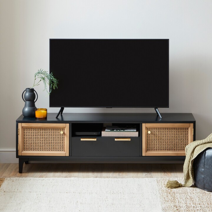 Dunelm Franco Wide TV Unit Black/Brown - ShopStyle
