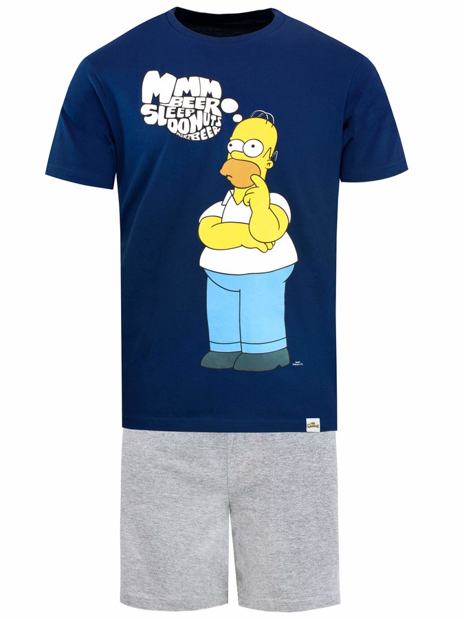 The Simpsons Mens Homer Simpson Pyjamas Multicoloured Size Large ...
