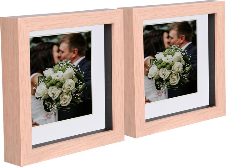 Nicola Spring Light Brown 6x6" 3D Box Photo Frames 4x4" - x2 - White - One Size - ShopStyle