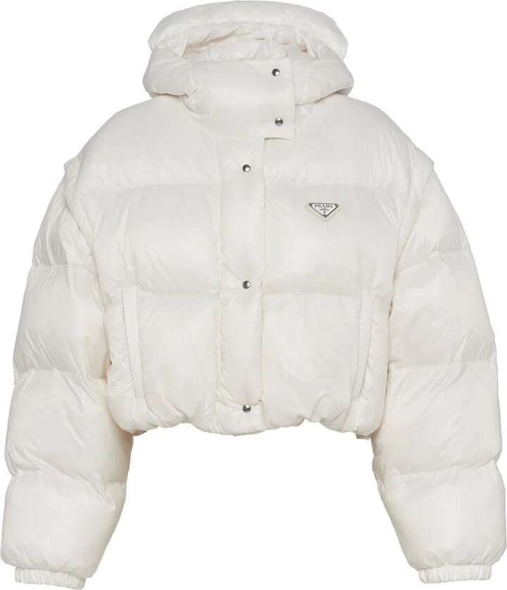 Prada Re-Nylon detachable-sleeve padded jacket - ShopStyle Down ...