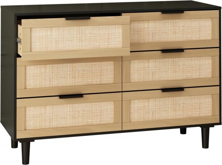 Simplie Fun 6 Drawers Rattan Dresser Rattan Drawer, Bedroom, Living ...
