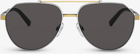 Dolce & Gabbana Womens Silver DG2288 Pilot-frame Steel Sunglasses ...