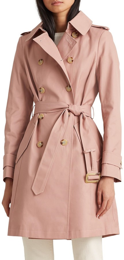 Lauren Ralph Lauren Double Breasted Belted Trench Coat - ShopStyle Clothes and Shoes