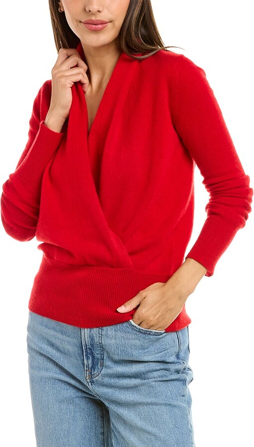 Sofia Cashmere Sofiacashmere Cashmere Faux Wrap Sweater - ShopStyle