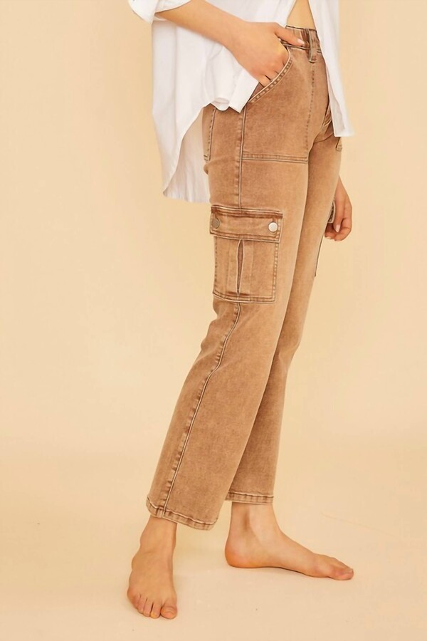 AnnieWear Cargo Denim Jeans In Toffee - ShopStyle