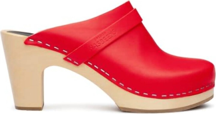 Swedish Hasbeens Slip In Classic In Red - ShopStyle Mules & Clogs
