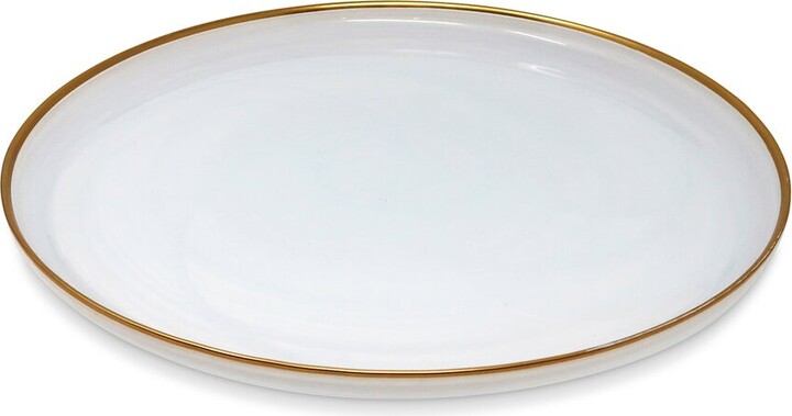 Alice Pazkus Set Of 4 White Alabaster Chargers With Gold Rim ...