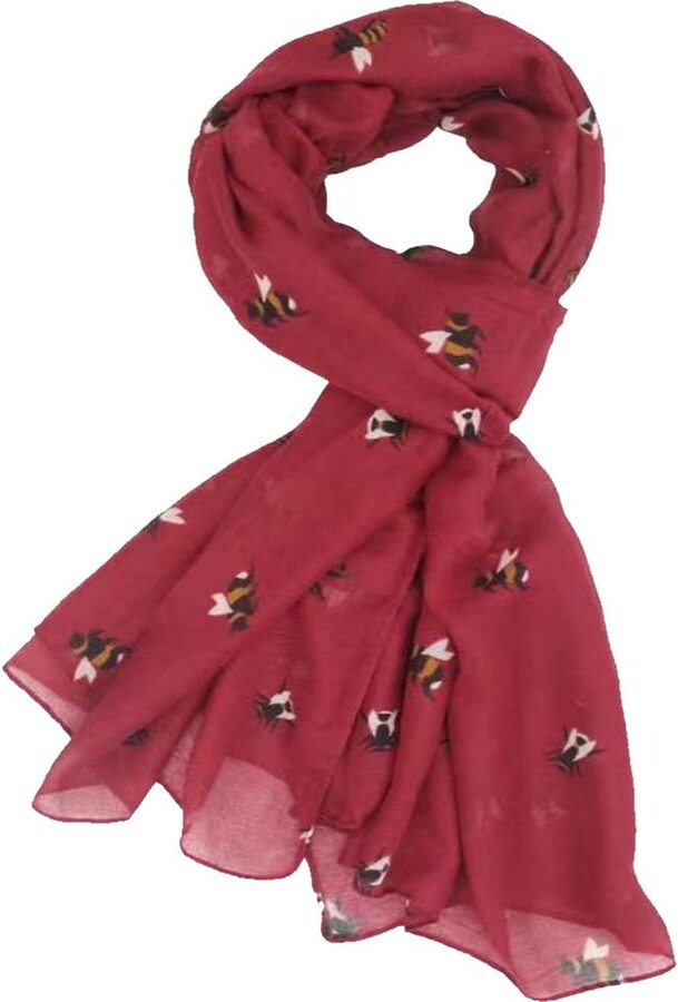 LilyRosa® Bee Scarf Bumble Bees Pattern Design Print Grey Navy ...