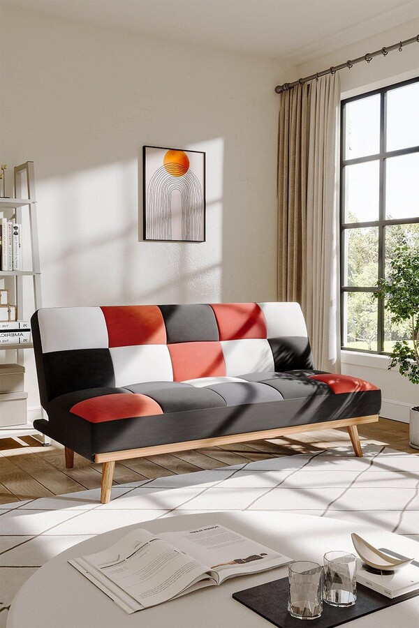Living and Home 2-Seater Multicolour Checkered Sofa Bed - ShopStyle