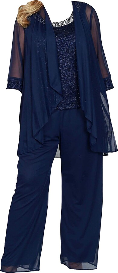 Kaerm Wedding Outfits for Mother of The Bride Women 3 Piece Pant Suits ...