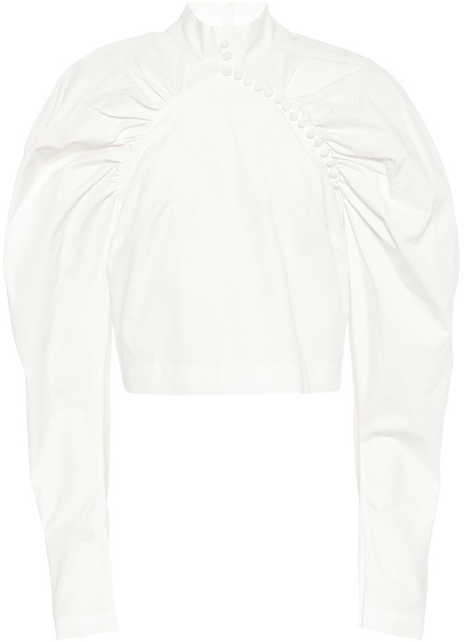 Rotate by Birger Christensen Kim cotton-poplin top - ShopStyle
