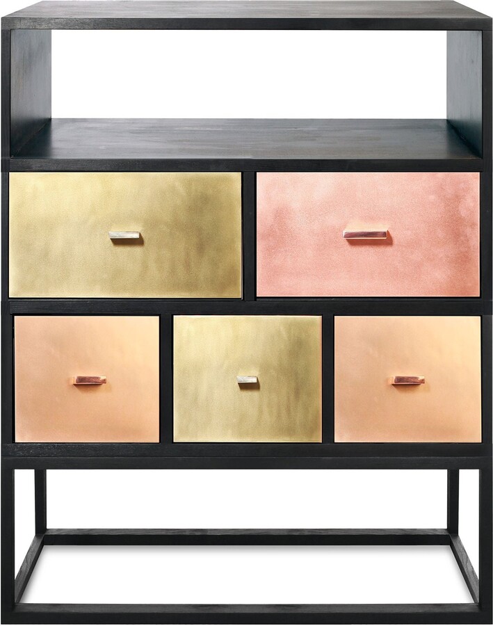 Etsy Black Sideboard With Metal Drawers Brass & Copper Cupboard Chest ...