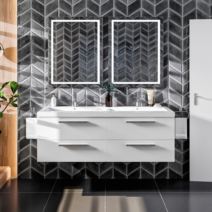 Eviva Surf 57-inch White Modern Bathroom Vanity Set with Integrated ...