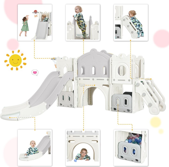 Cusp Barn Kids Slide Play Structure Castle Climber with Slide and ...