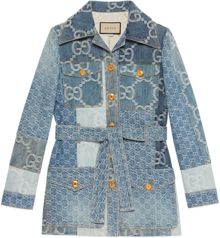 Gucci GG denim patchwork jacket - ShopStyle