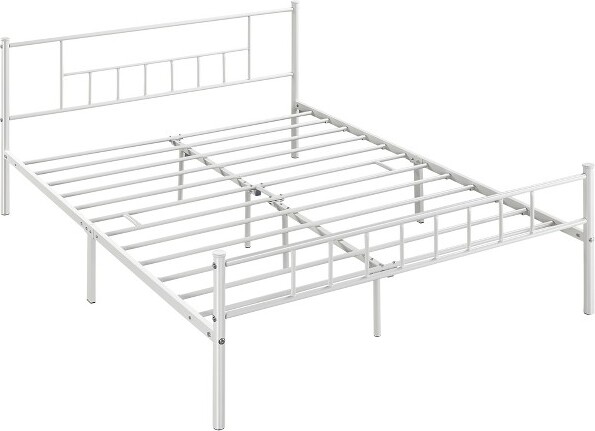 Yaheetech Basic Metal Bed Frame with Headboard and Footboard, White ...