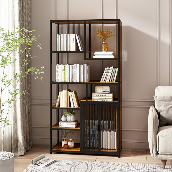 EDWINRAYLLC Multipurpose Bookshelf Open Storage Rack, Right Side with ...