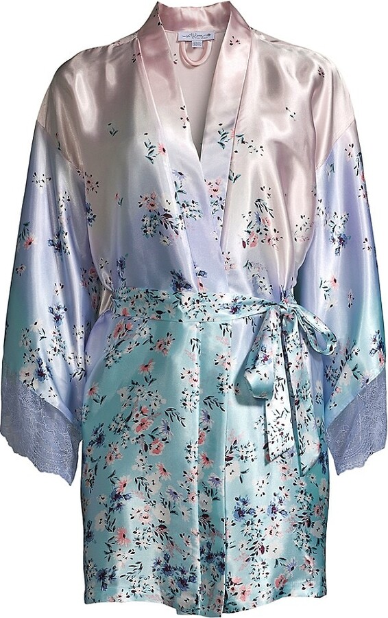 In Bloom Aaliyah Floral Satin Short Robe - ShopStyle