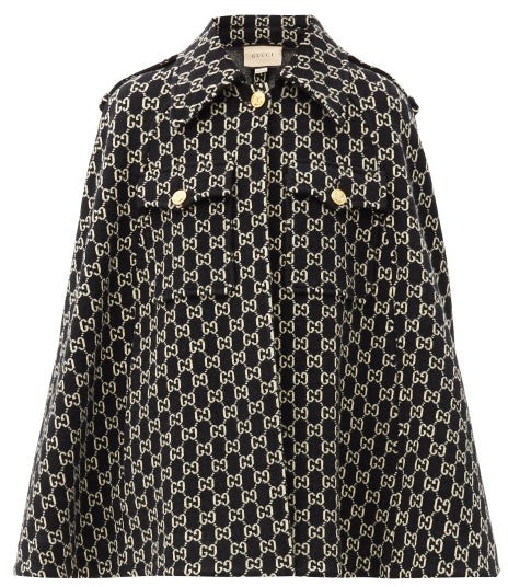 Gucci GG-jacquard Wool Cape - Black White - ShopStyle Coats