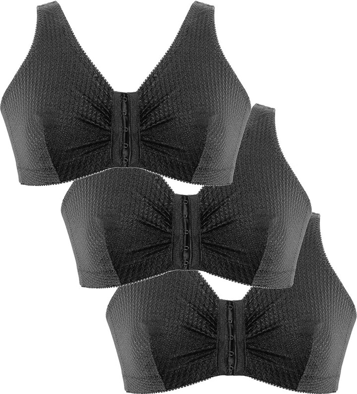 Eden House Pack of 3 Bra Original Front Fastening Magic Bra Black ...